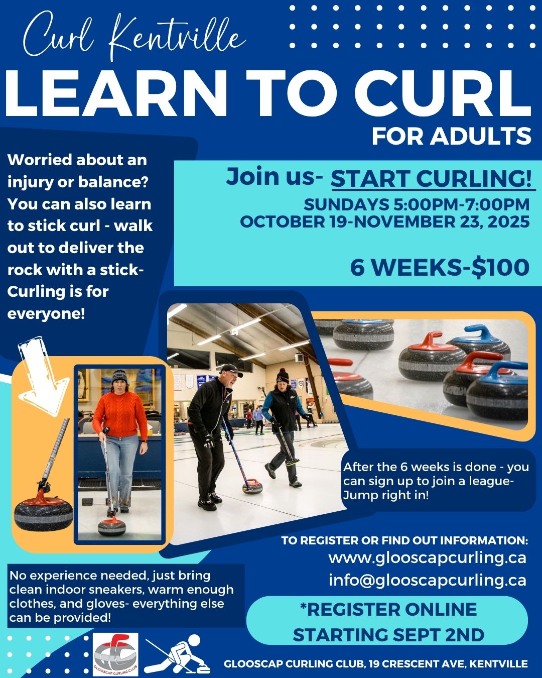 Glooscap Curling Club - Learn to Curl Fall 2025 (for adults) -Learn To Curl